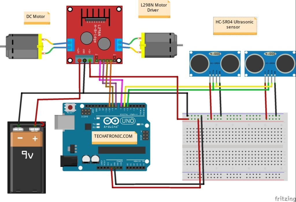 Obstacle avoiding robot using Arduino- Two sensor | Avoiding Robot ...