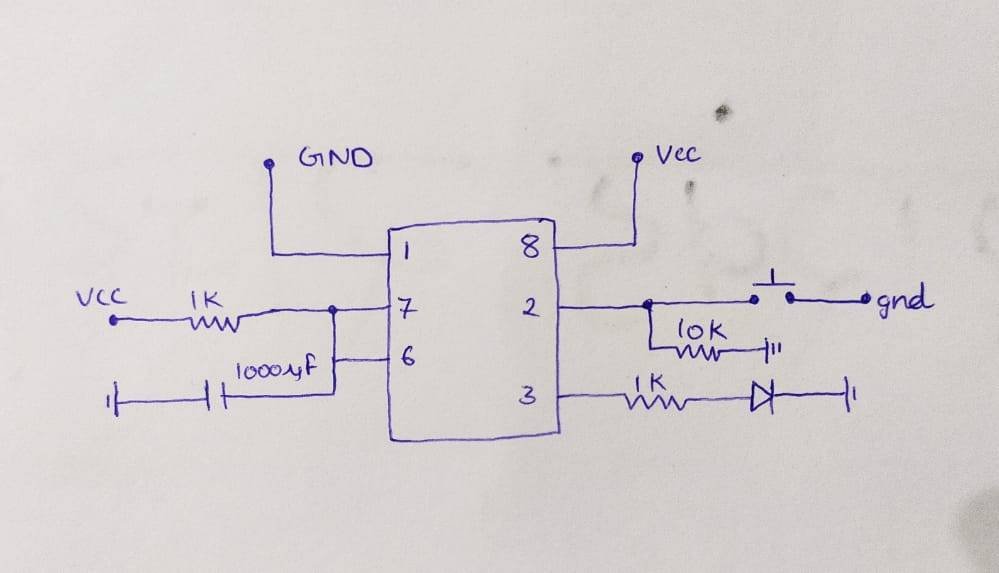 Monostable Multivibrator Using 555 Timer 555 Monostable Multivibrator